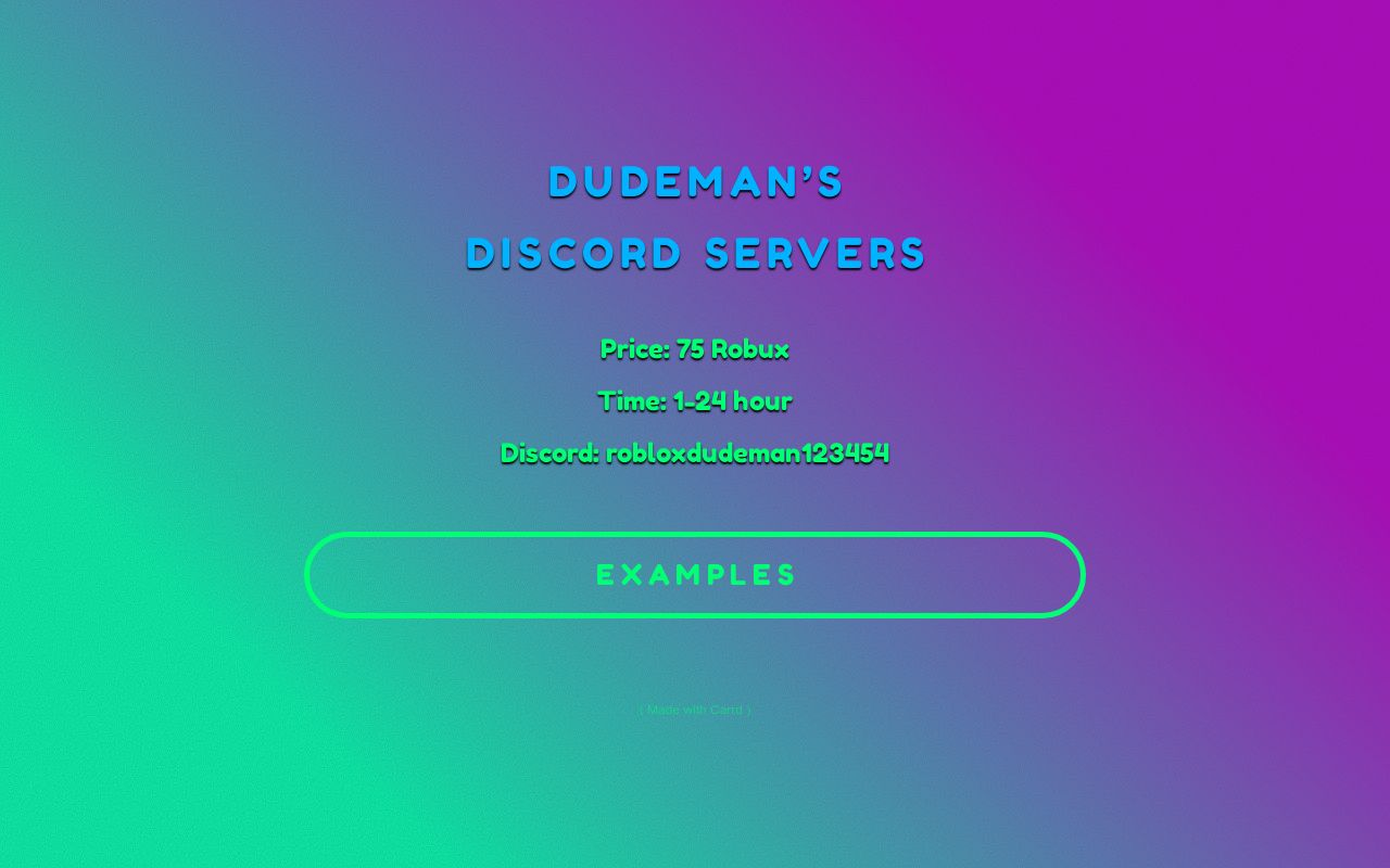 DudeMan’s Server Commisions